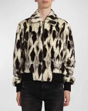 Amiri Men's Faux Fur Bomber Jacket - Black Multi