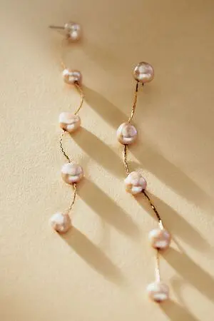 Ettika Dripping Pearl Drop Earrings - Pink