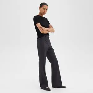 Theory Flared Good Wool Pant - Charcoal Melange