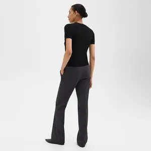 Theory Flared Good Wool Pant - Charcoal Melange