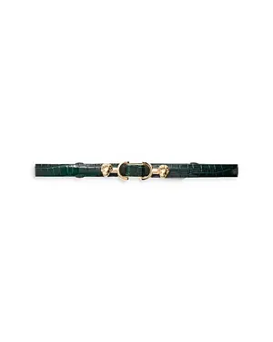 Maje Maje Amor Croc Embossed Belt Bottle Green