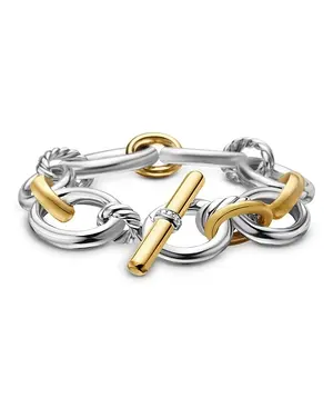 David Yurman David Yurman Mercer Diamond Link Bracelet Silver/gold