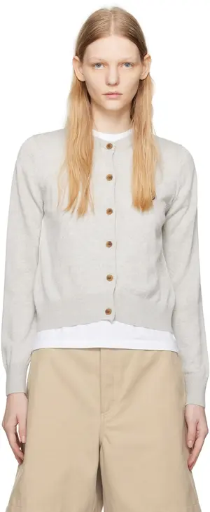 Maison Kitsuné Maison Kitsuné Gray Bold Fox Head Cardigan Light Grey Melange