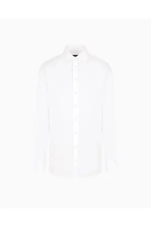 Giorgio Armani Regular-fit Shiny-effect Cotton Shirt - White