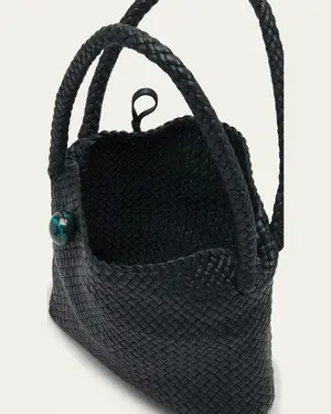 Bottega Veneta Tosca Intreccio Leather Shoulder Bag - Dark Green Multi