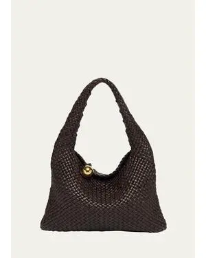 Bottega Veneta Tosca Intreccio Leather Shoulder Bag - Fondant
