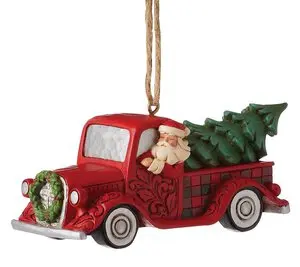 JIM SHORE Hg Santa Plaid Red Truckornament - One-color