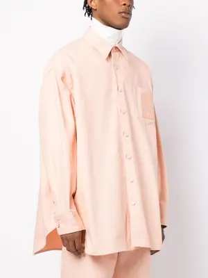 Raf Simons Logo-patch Cotton Shirt - Pink