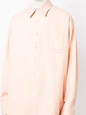 Raf Simons Logo-patch Cotton Shirt - Pink