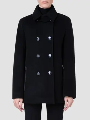 Akris Double-breasted Wool-blend Pea Coat - Black