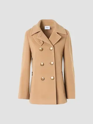 Akris Double-breasted Wool-blend Pea Coat Malt