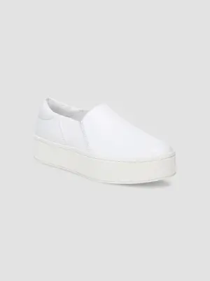 Vince Warren Leather Platform Slip-on Sneakers - Plaster