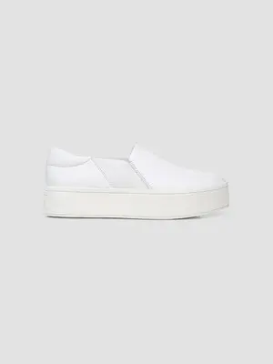 Vince Warren Leather Platform Slip-on Sneakers - Plaster