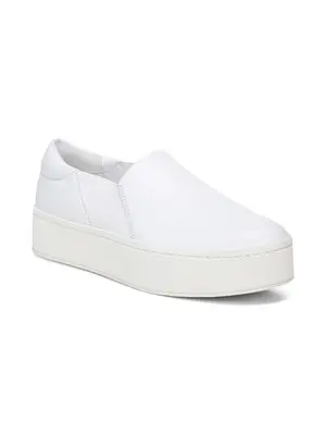 Vince Warren Leather Platform Slip-on Sneakers - Plaster