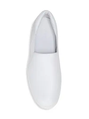 Vince Warren Leather Platform Slip-on Sneakers - Plaster