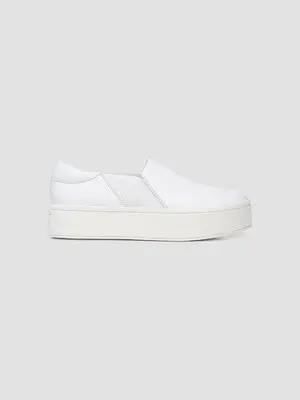 Vince Warren Leather Platform Slip-on Sneakers - Plaster