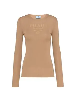 Prada Superfine Wool Crew-neck Sweater Brown