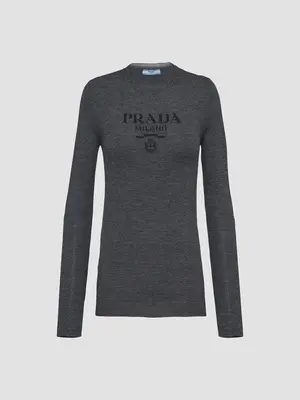 Prada Superfine Wool Crew-neck Sweater - Grey