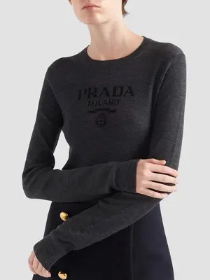 Prada Superfine Wool Crew-neck Sweater - Grey