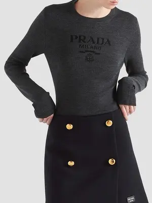 Prada Superfine Wool Crew-neck Sweater - Grey