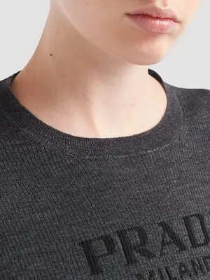Prada Superfine Wool Crew-neck Sweater - Grey