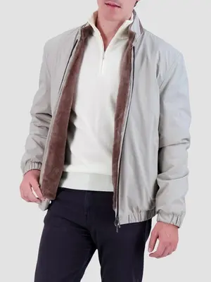 Gorski Fabric Jacket With Shearling Lamb Lining