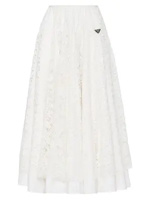 Prada Women's Lace Midi-Skirt - White  - White