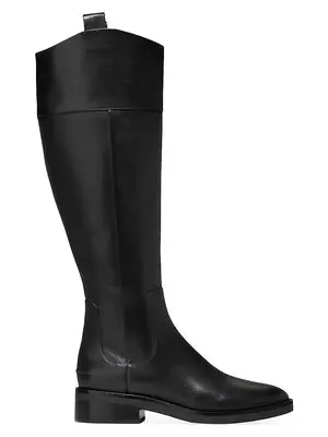 Cole Haan Women's Hampshire 25MM Leather Riding Boots - Black  - Black