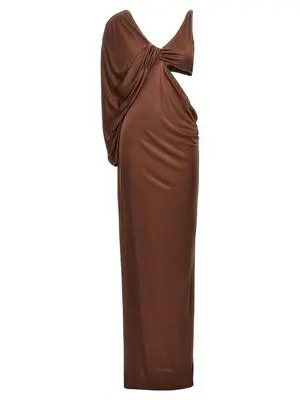 Atlein Draped Dress - Brown