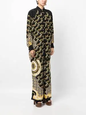 Camilla Printed Silk Shirt With Crystal Embellishments