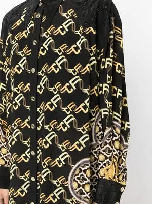 Camilla Printed Silk Shirt With Crystal Embellishments