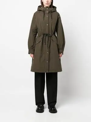 Woolrich Long-line Drawstring Parka Coat - Green