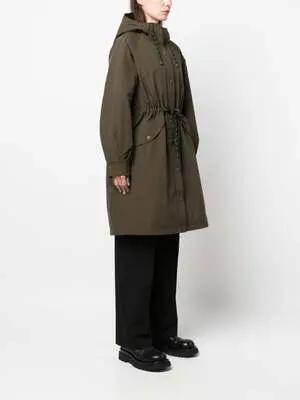 Woolrich Long-line Drawstring Parka Coat - Green