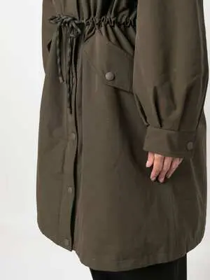 Woolrich Long-line Drawstring Parka Coat - Green