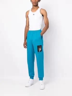 Helmut Lang Photographic-print Cotton Track Pants - Blue