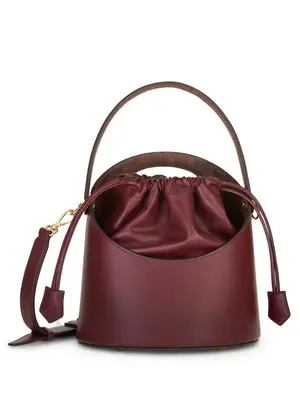 Drawstring Leather Bucket Bags