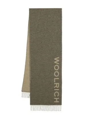 Woolrich Logo Intarsia-knit Fringe-detailing Scarf - Green