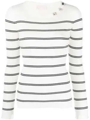 Liu Jo Appliqué-detail Striped Top - White