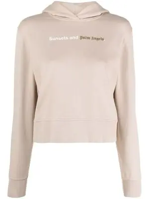 Palm Angels Logo-print Hoodie - Neutrals