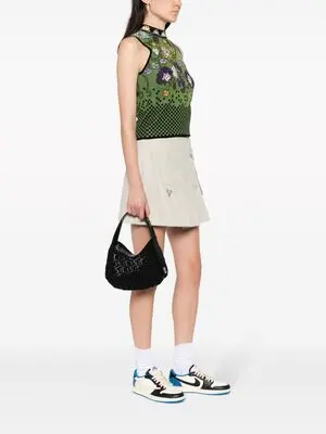 Gcds Comma Monogram-embossed Small Shoulder Bag - Black