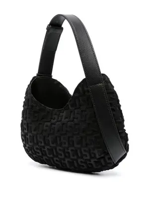 Gcds Comma Monogram-embossed Small Shoulder Bag - Black