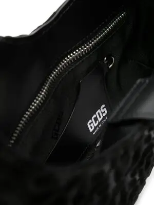 Gcds Comma Monogram-embossed Small Shoulder Bag - Black