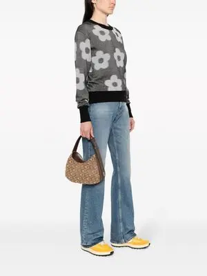 Gcds Comma Monogram Embossed Shoulder Bag - Brown