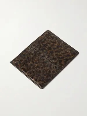Saint Laurent Leopard-print Glossed Textured-leather Cardholder
