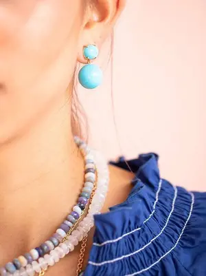Irene Neuwirth 18kt Yellow Turquoise Gumball Drop Earrings