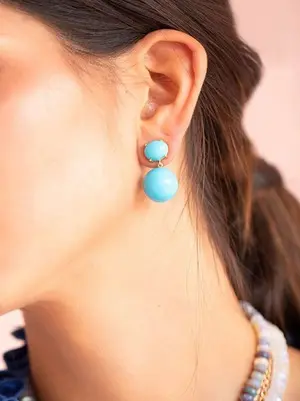 Irene Neuwirth 18kt Yellow Turquoise Gumball Drop Earrings