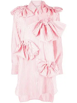 Viktor & Rolf Bow-accented Striped Shirtdress