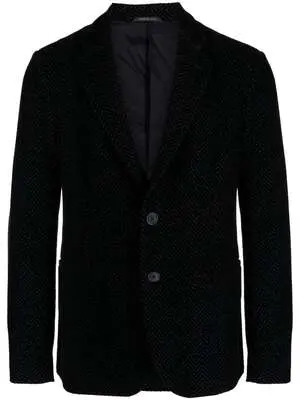 Giorgio Armani Textured-finish Notched-lapels Blazer - Blue