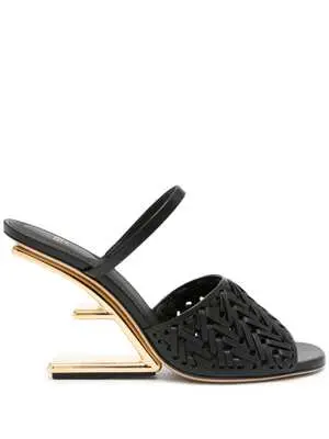 Fendi Gold Tone Sandals For Women