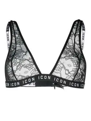 Dsquared2 Icon Lace Triangle Bra - Black